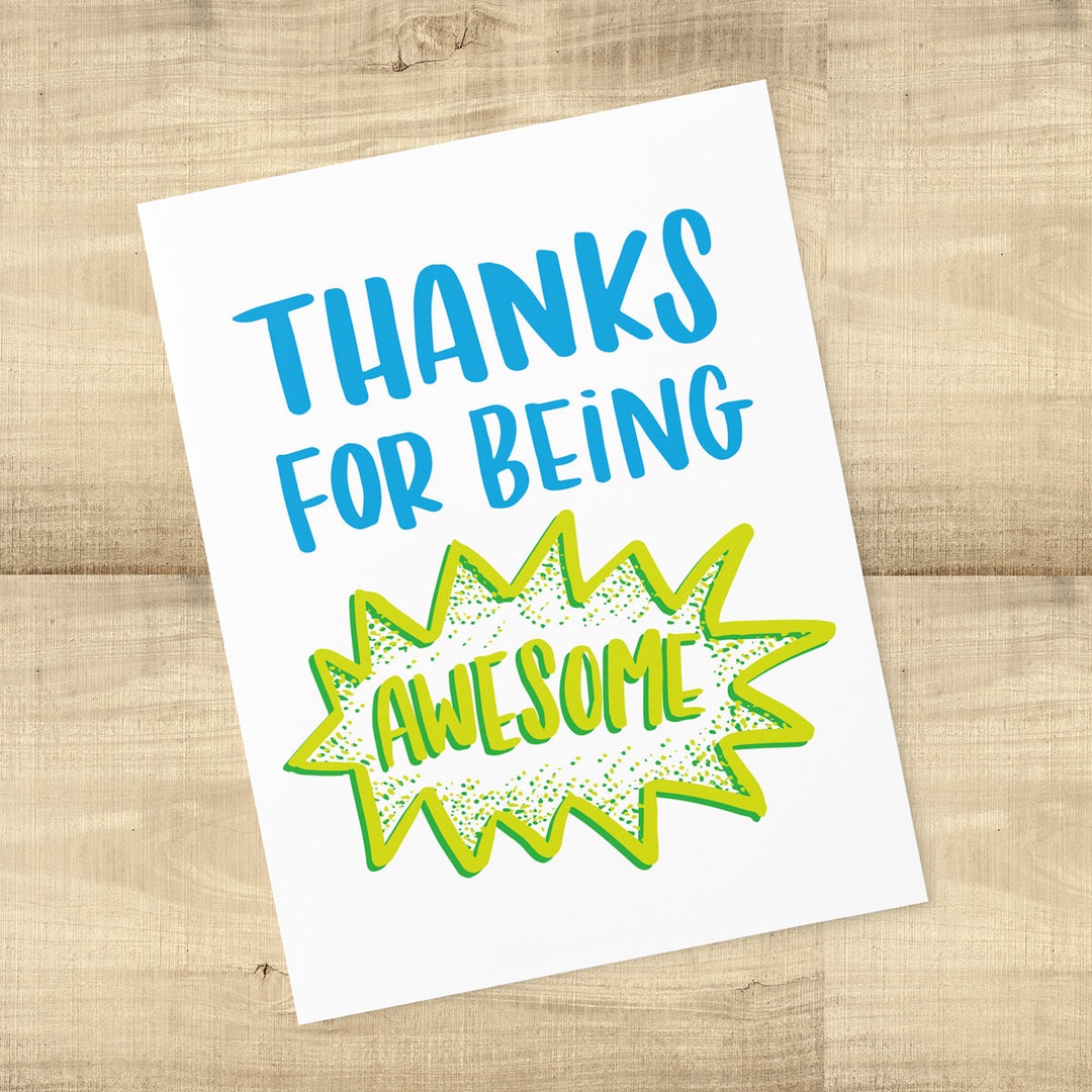 Thanks for Being Awesome Thank You Card Sets Thank You Card - Etsy