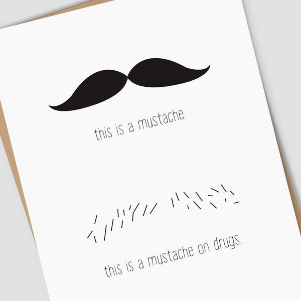 Mustache Card - Etsy