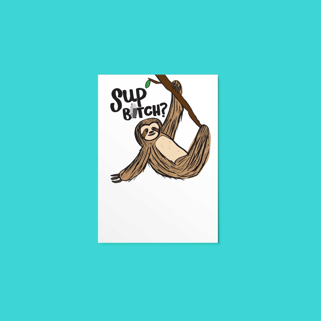 Funny Sloth Card Set: 'sup Bitch' - Thinking of You, Birthday (10 Cards ...