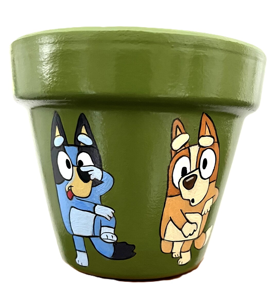 Handpainted Bluey Terracotta Pot - Etsy