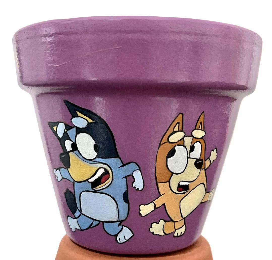 Handpainted Bluey Terracotta Pot - Etsy