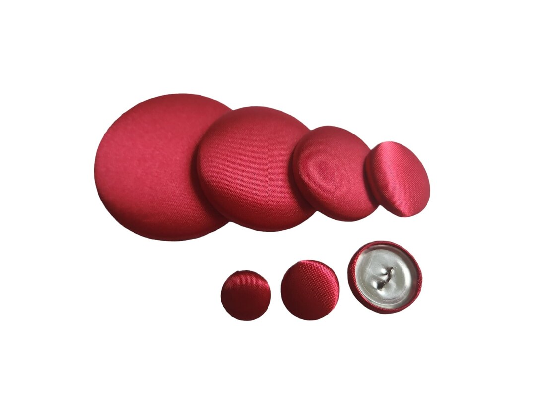 True Red Silk Satin Buttons With a Shank - Elegant Handmade Touch for ...