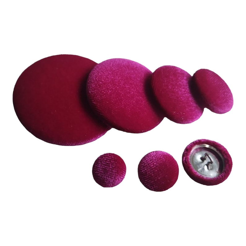 Fuchsia Pink Velvet Fabric Handmade Covered Buttons for Retro Style ...