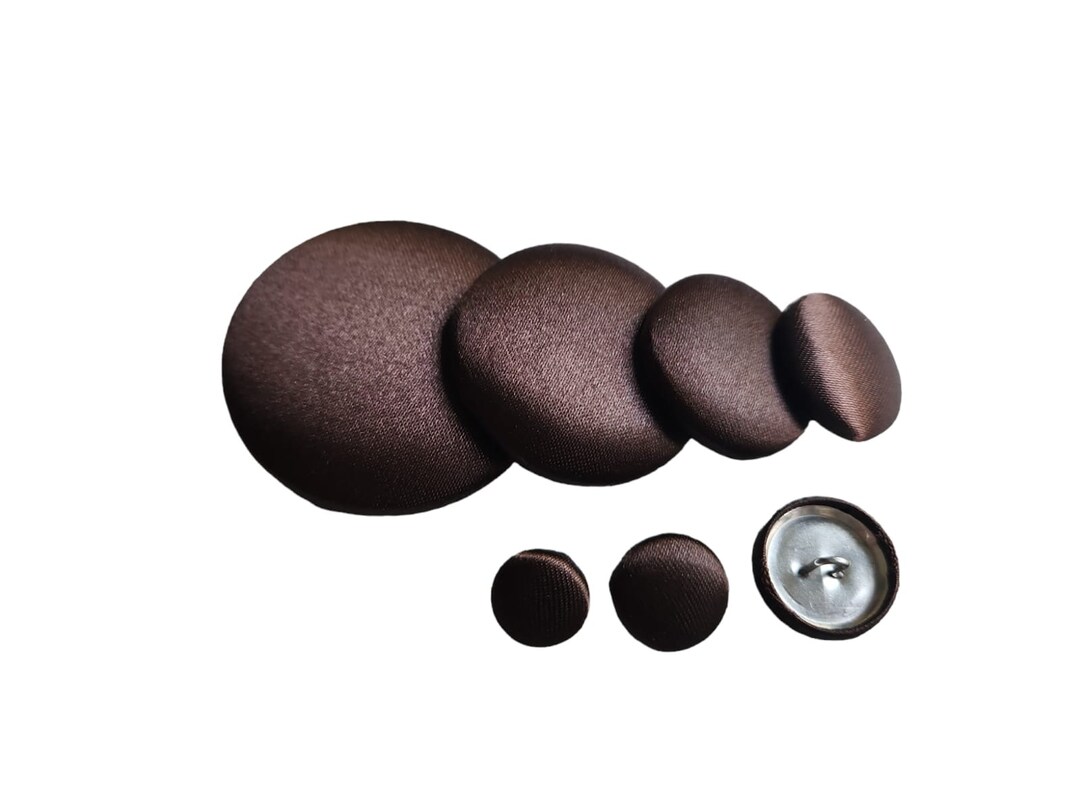 Dark Chocolate Brown Silk Satin Buttons With Shank - Elegant Handmade ...