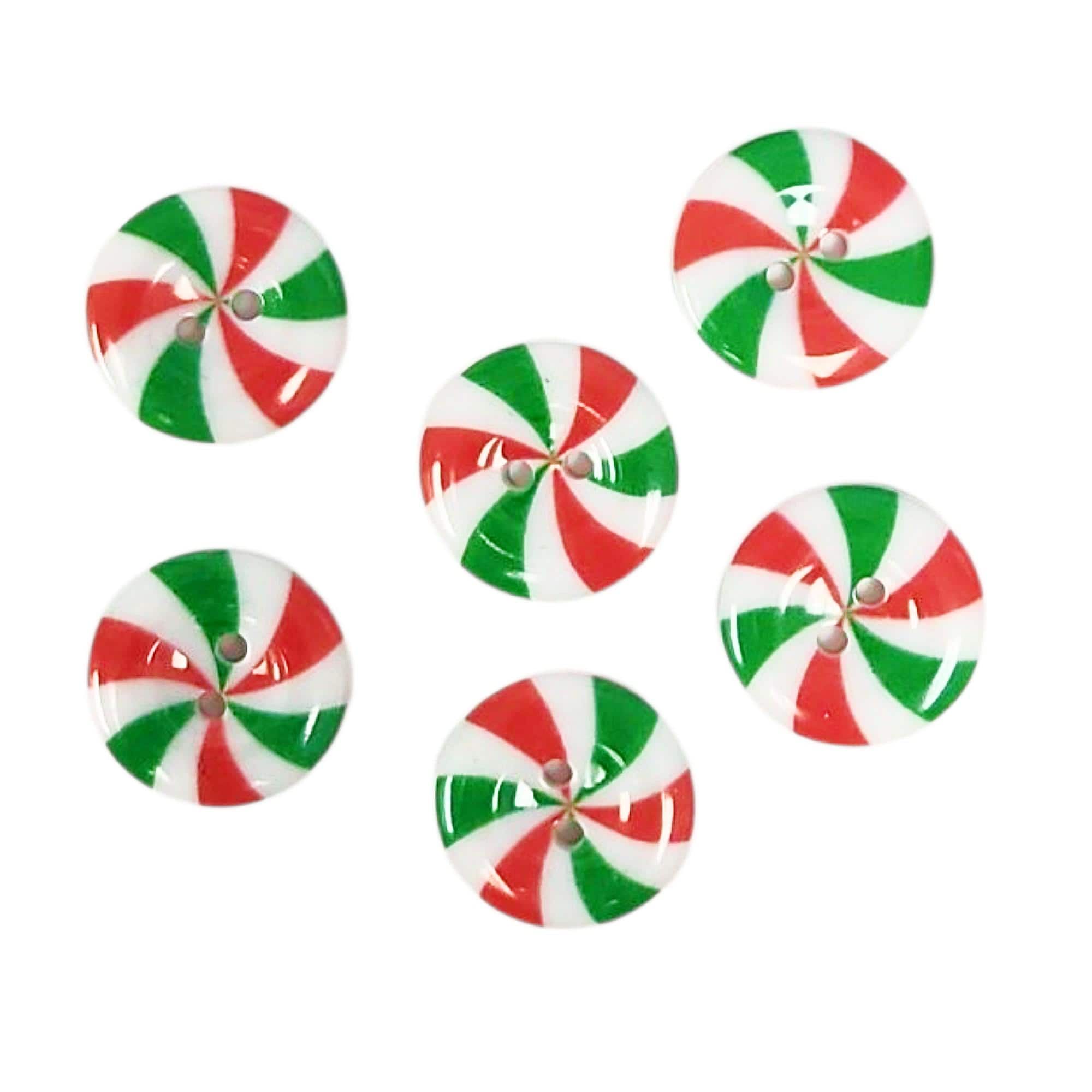 Peppermint Candy Buttons, 5/8" and 1" Red White or Red Green White ...