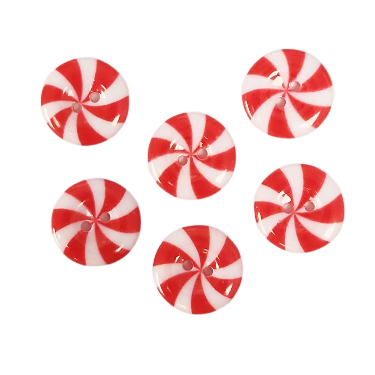 Peppermint Candy Buttons, 5/8" and 1" Red White or Red Green White ...