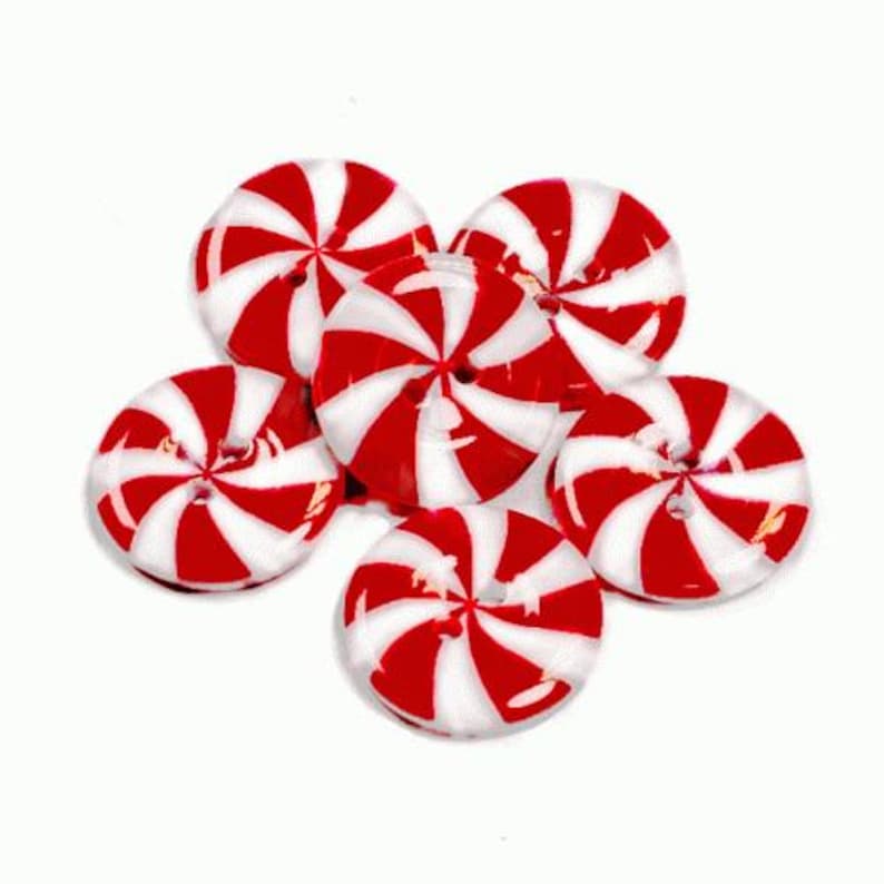 Peppermint Candy Buttons, 5/8" and 1" Red White or Red Green White ...