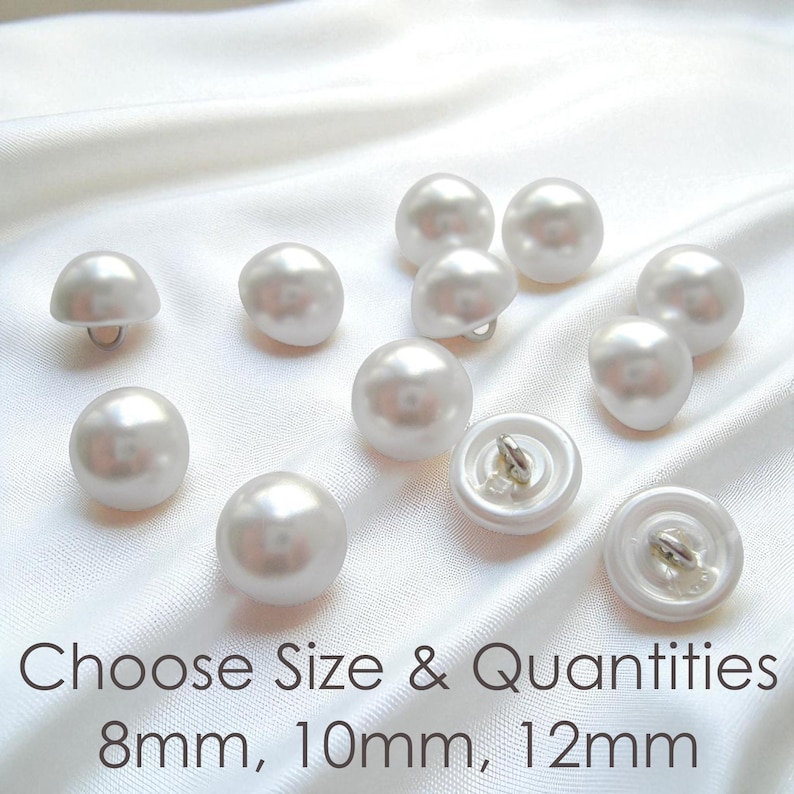 White Half Dome Pearl Bridal Buttons / Wedding Gown Graduation Dress ...