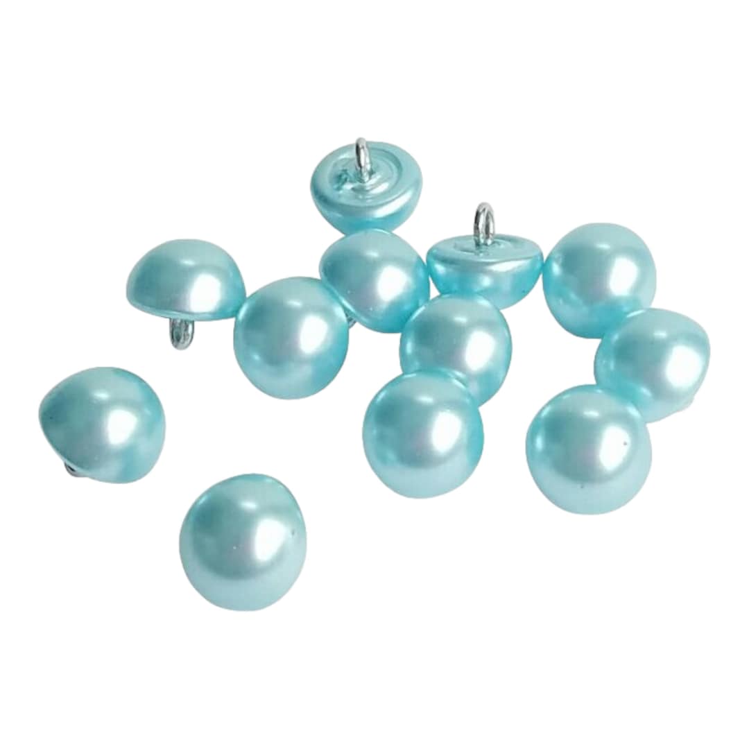 Baby Blue Pearl Buttons for Wedding Gown 16L 3/8" Half Dome Metal Shank ...