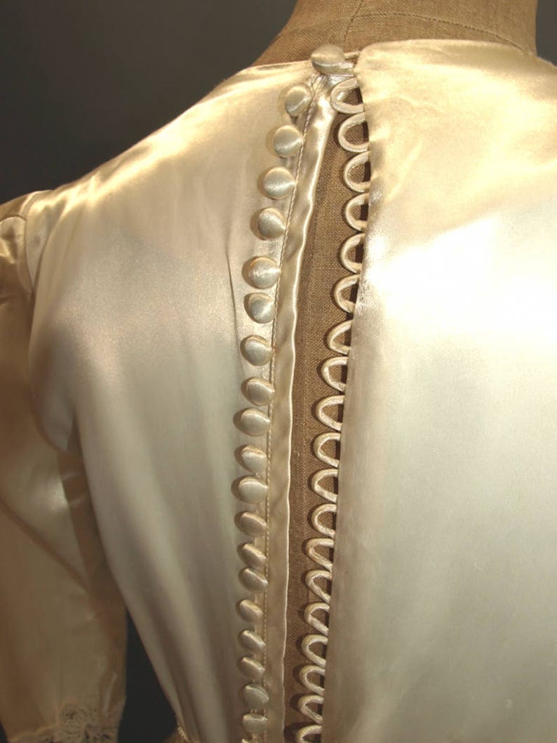 Off White Satin Non-elastic Adjacent Button Looping Trim - Ready to Use ...