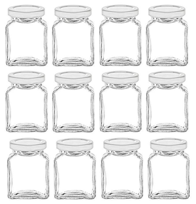 12 pcs 6 oz Glass Cube Square Jars with Gold Black White or | Etsy