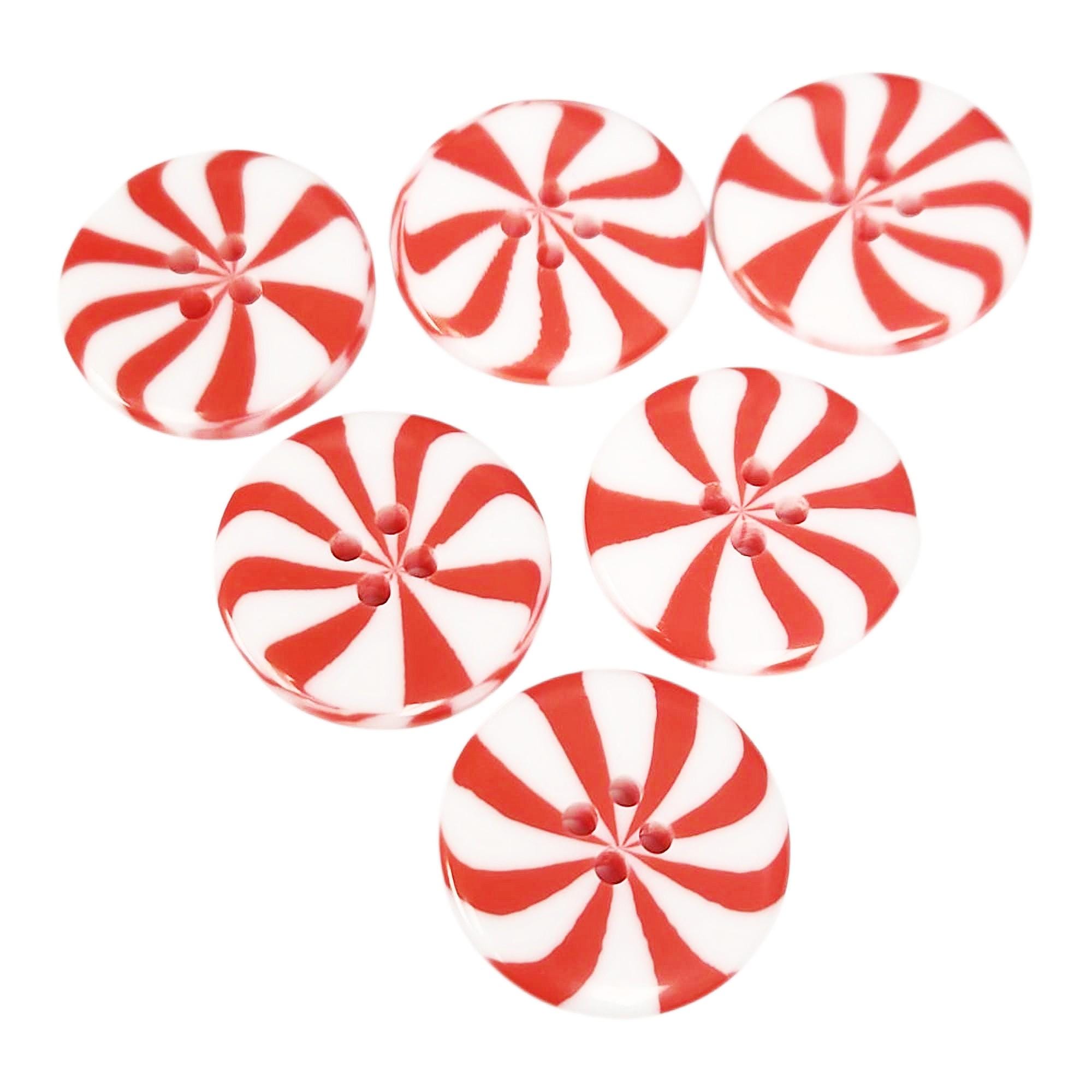 Peppermint Candy Buttons, 5/8" and 1" Red White or Red Green White ...