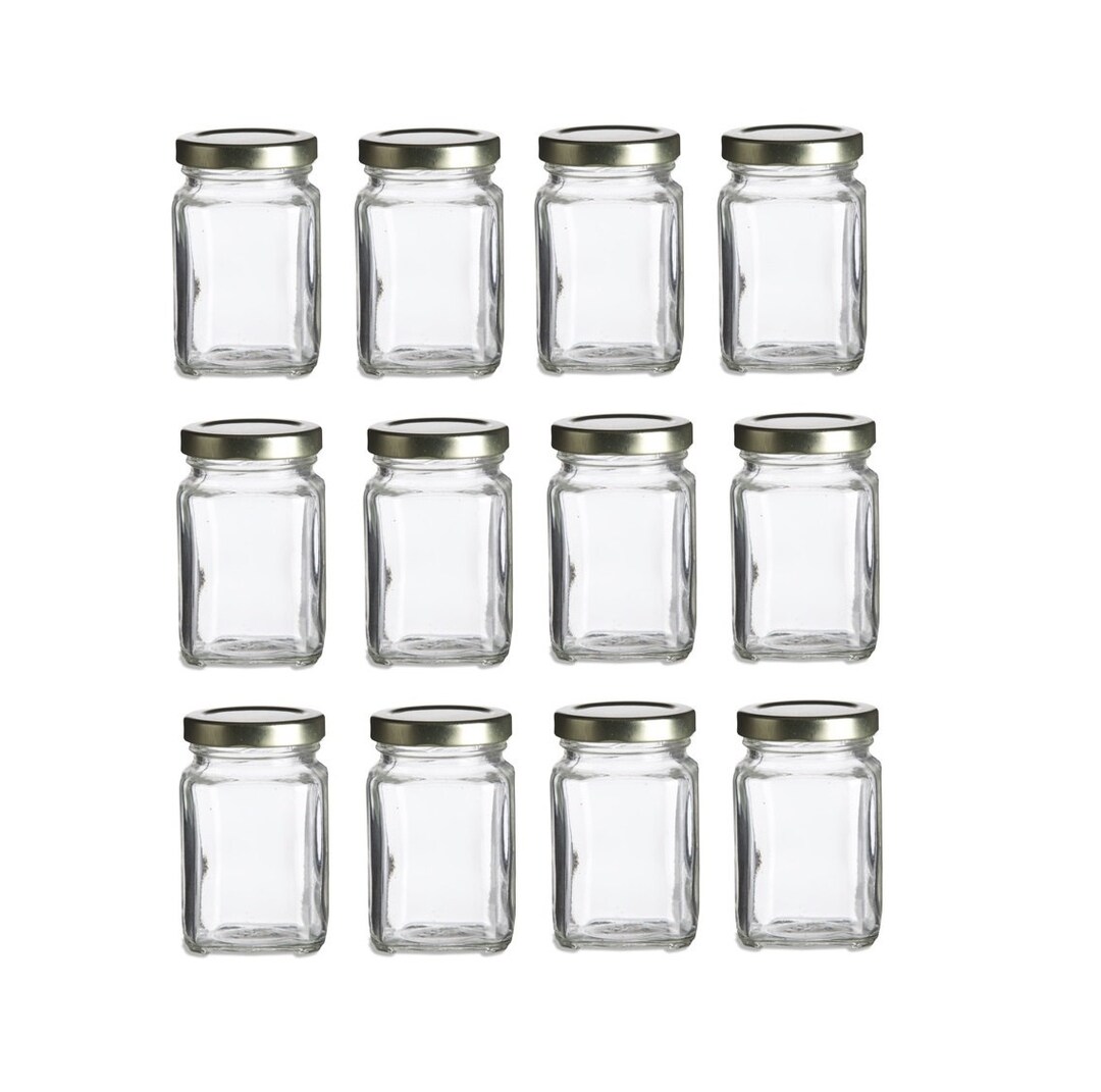 12 Pcs Glass Jars With Lid - 3.75 Oz Victorian Square Jars - Choose ...