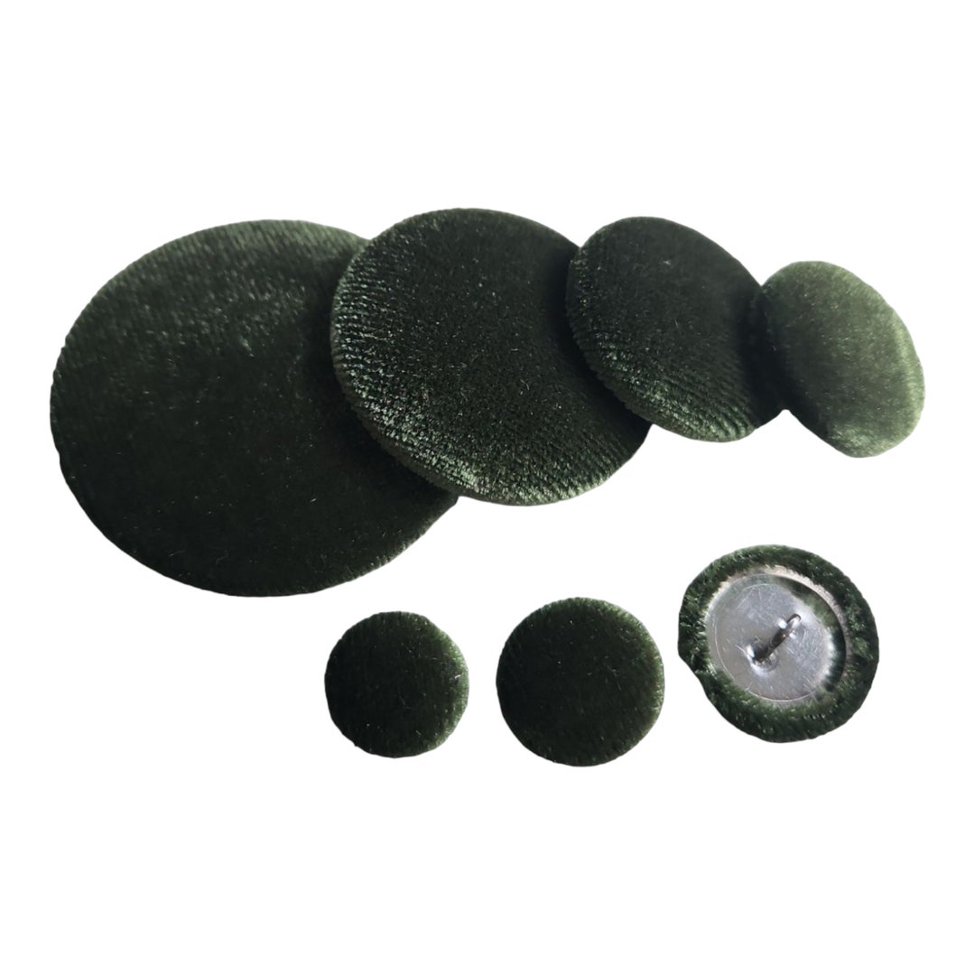 Olive Green Velvet Fabric Handmade Covered Buttons for Retro Style ...