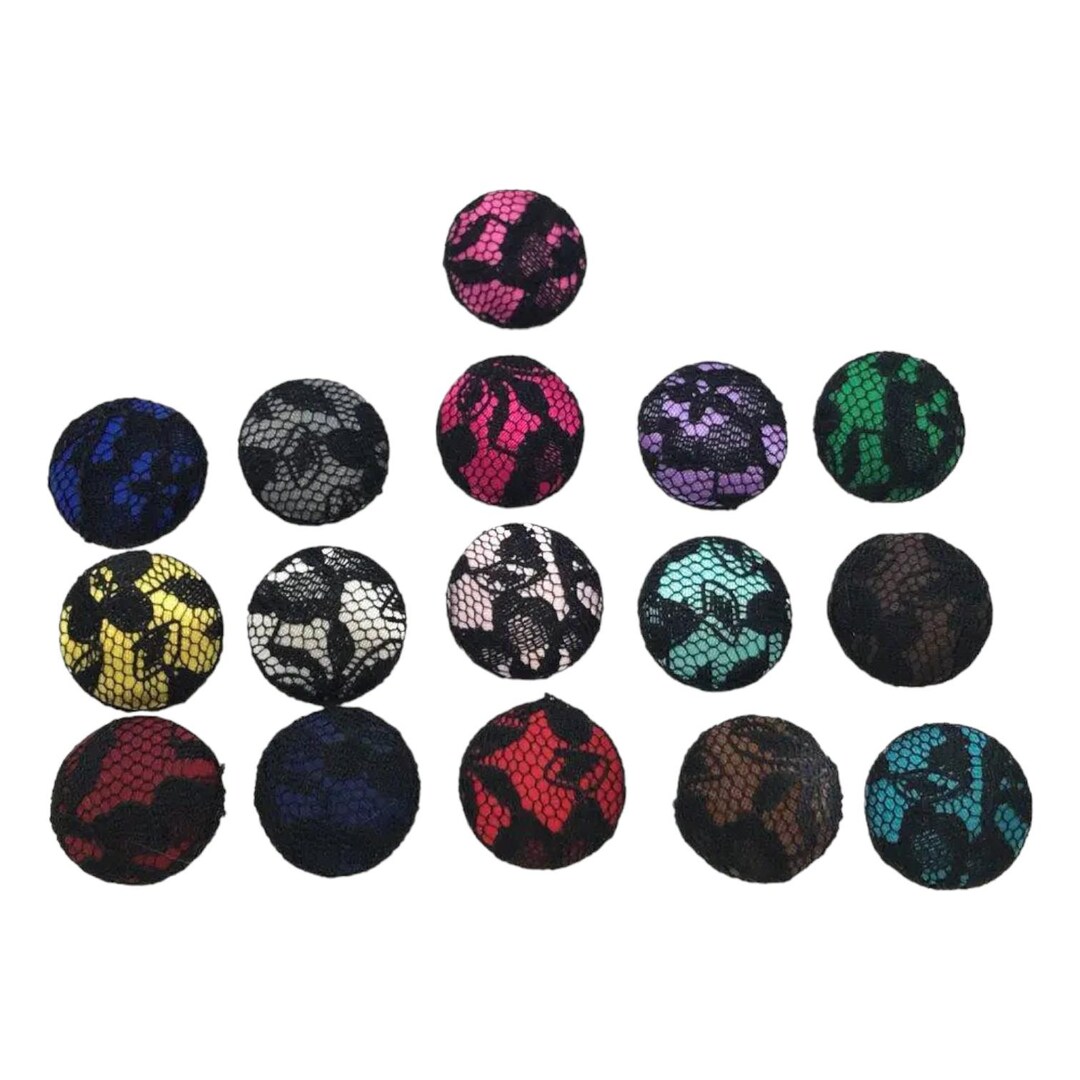 Black Lace Covered Silk Satin Shank Buttons for Sewing Projects Blouses ...