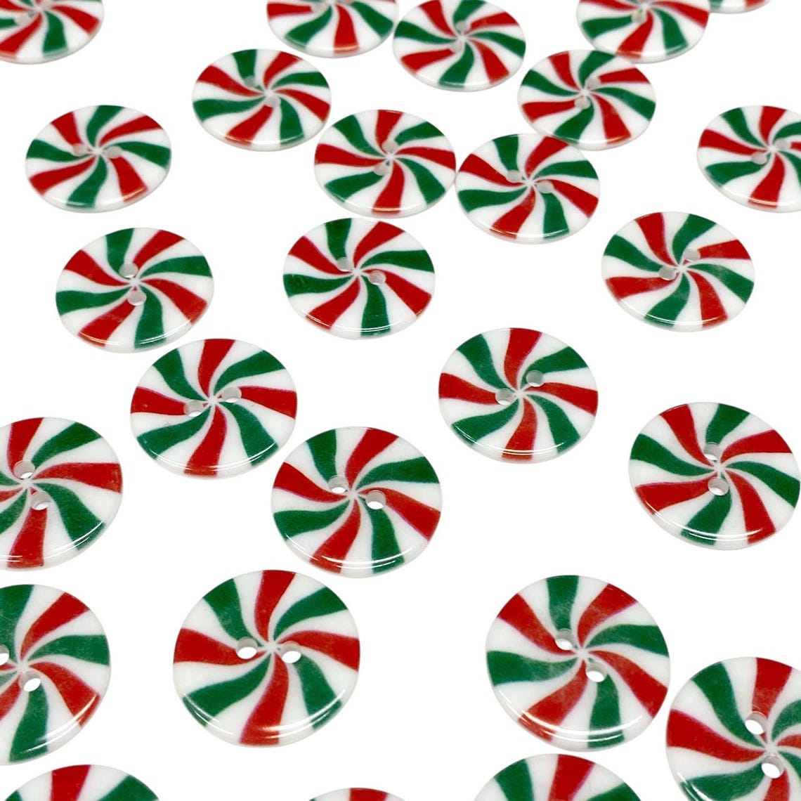 Peppermint Candy Buttons, 5/8" and 1" Red White or Red Green White ...