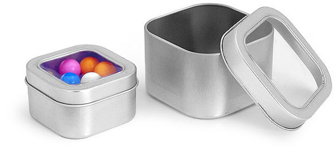 6 Pcs 8 Oz Clear Top Favor Tin / Weddings Bridal Shower Baby - Etsy