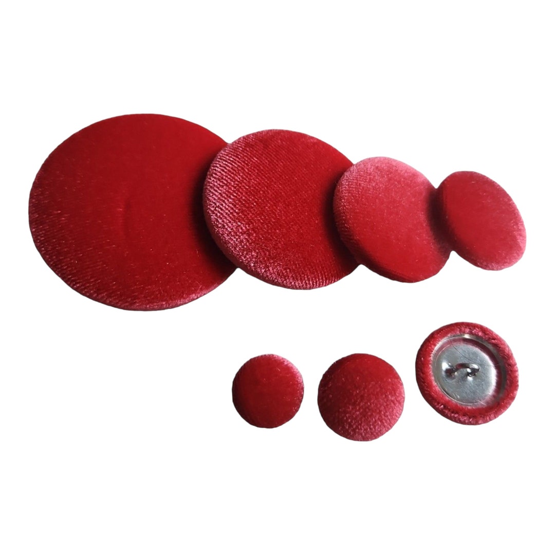 Watermelon Red Velvet Fabric Handmade Covered Buttons for Retro Holiday ...