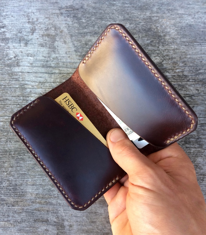 Leather Wallet Two pocket wallet Brown leather wallet Mens | Etsy