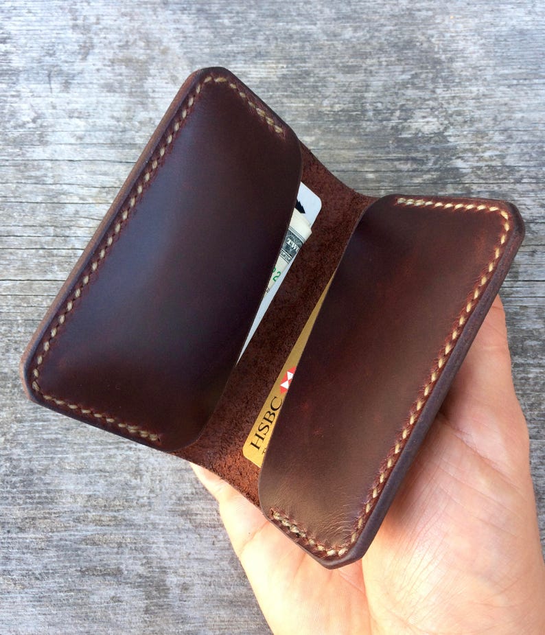 Leather Wallet Two Pocket Wallet Brown Leather Wallet Mens - Etsy