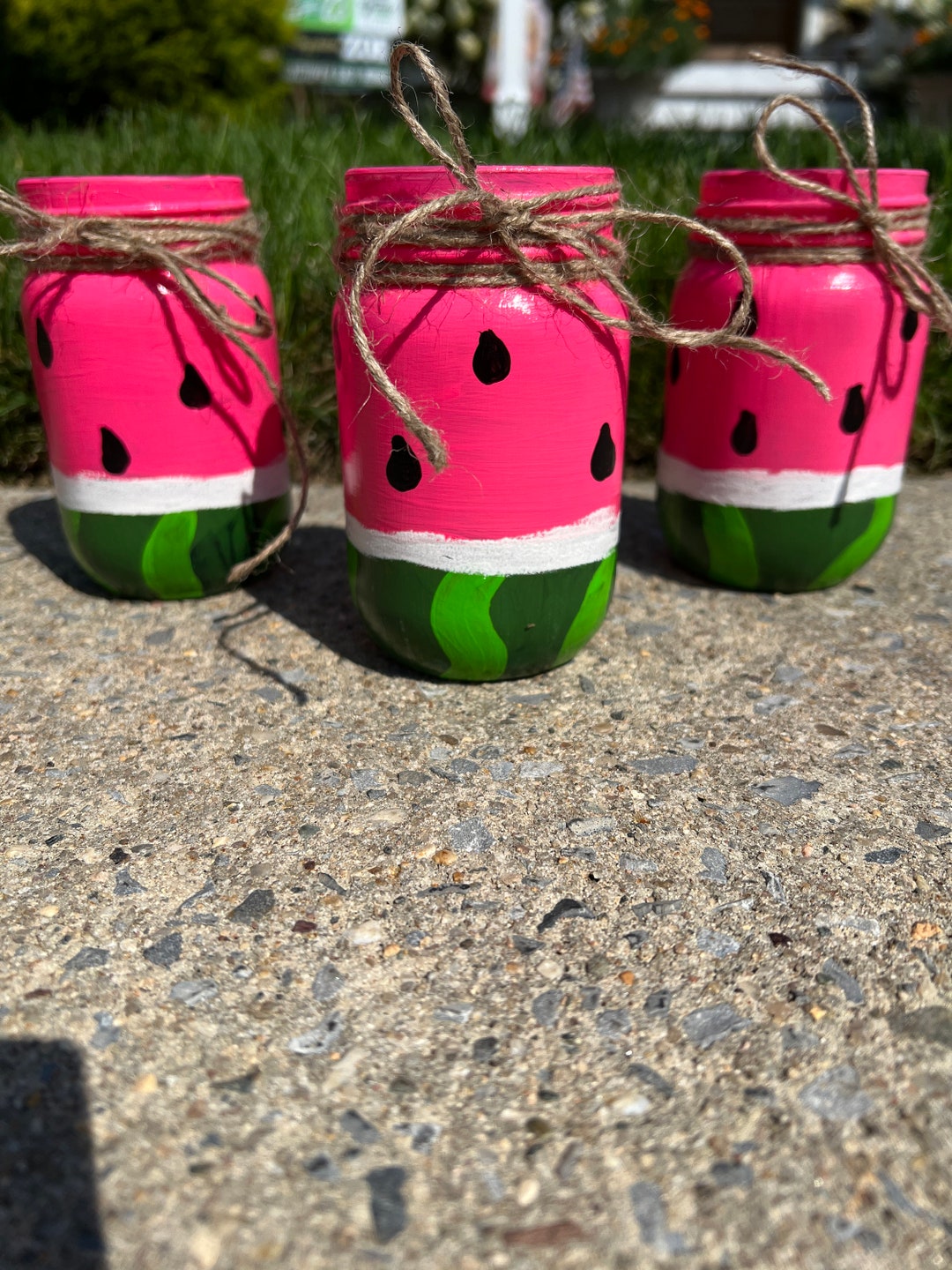 Hand Painted Watermelon Mason Jar Watermelon Mason Jar - Etsy