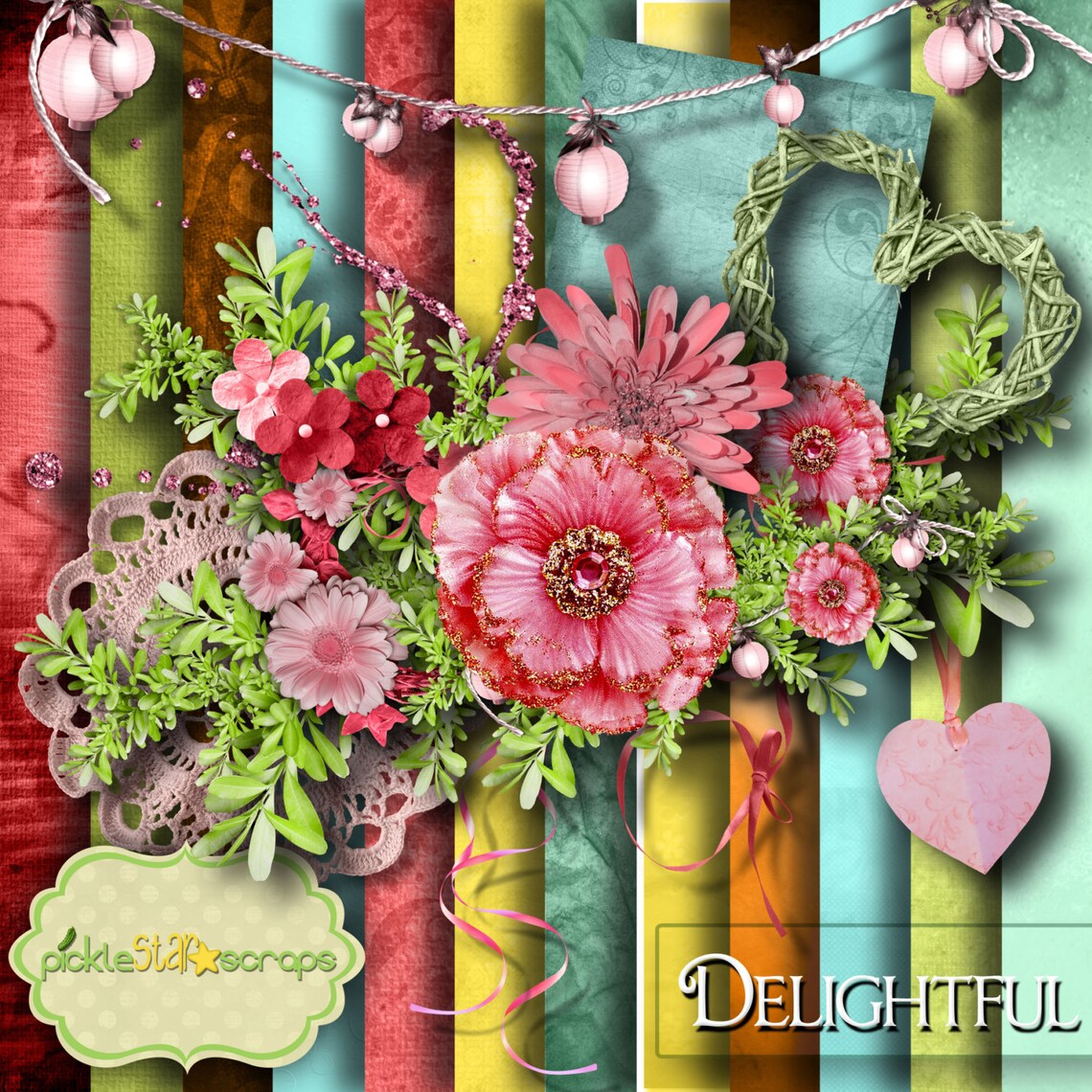 DELIGHTFUL Flower Scrapbooking Kit Floral Printable Flower | Etsy