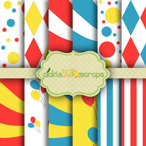 Carnival Vol1 12 Digital Printable Scrapbook Papers - Etsy