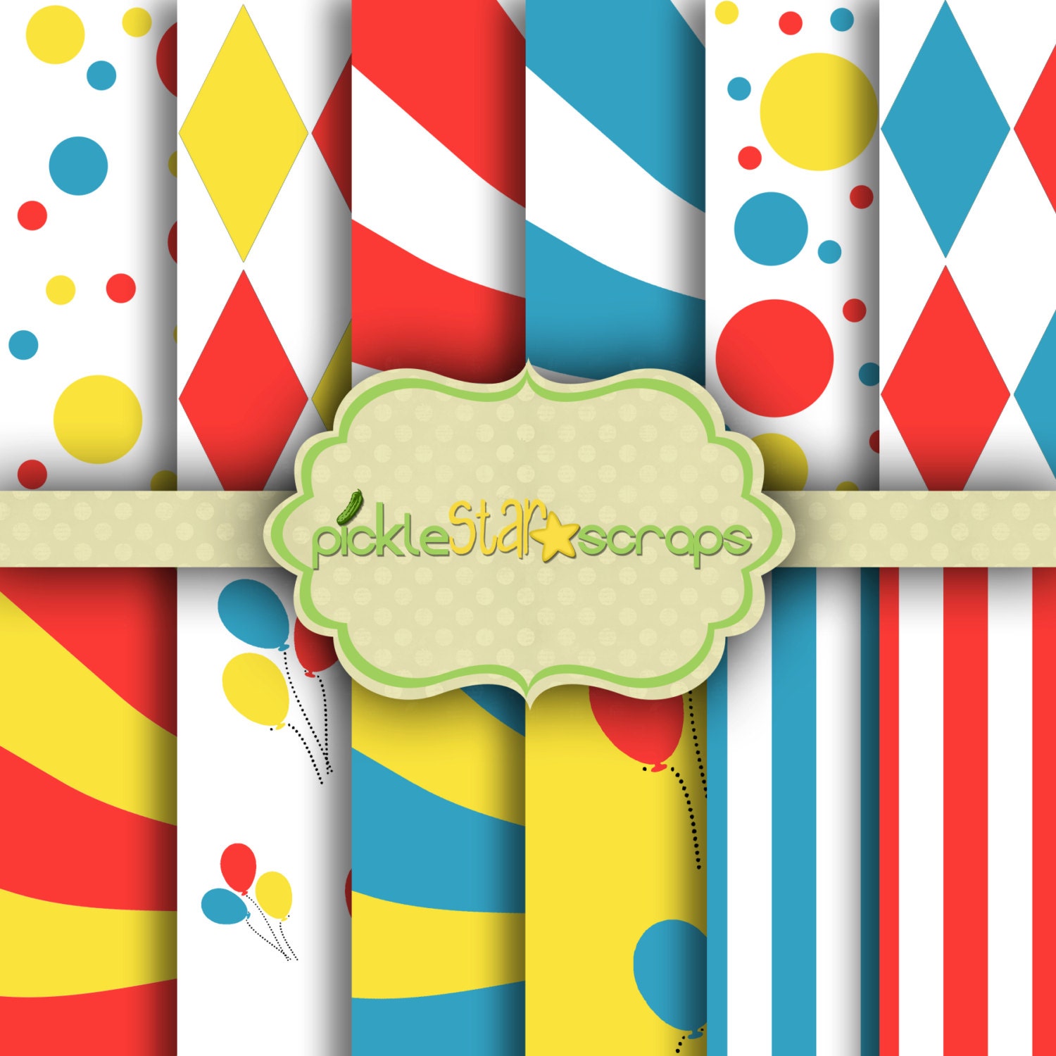 Carnival Vol1 12 Digital Printable Scrapbook Papers - Etsy