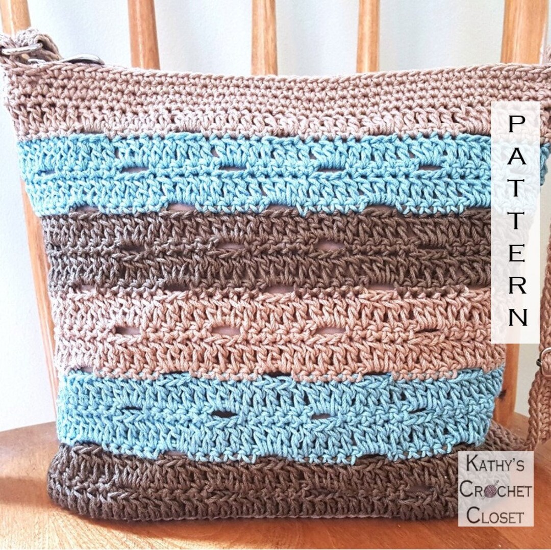 Eyelet Stripes Crossbody Bag - Striped Crochet Purse PATTERN (PDF ...