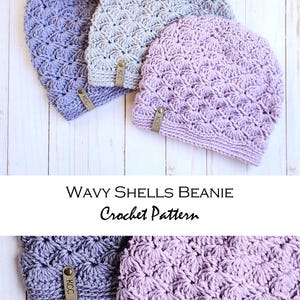 Crochet Beanie PATTERN - Wavy Shells Beanie - Crochet Hat Pattern - DIY ...