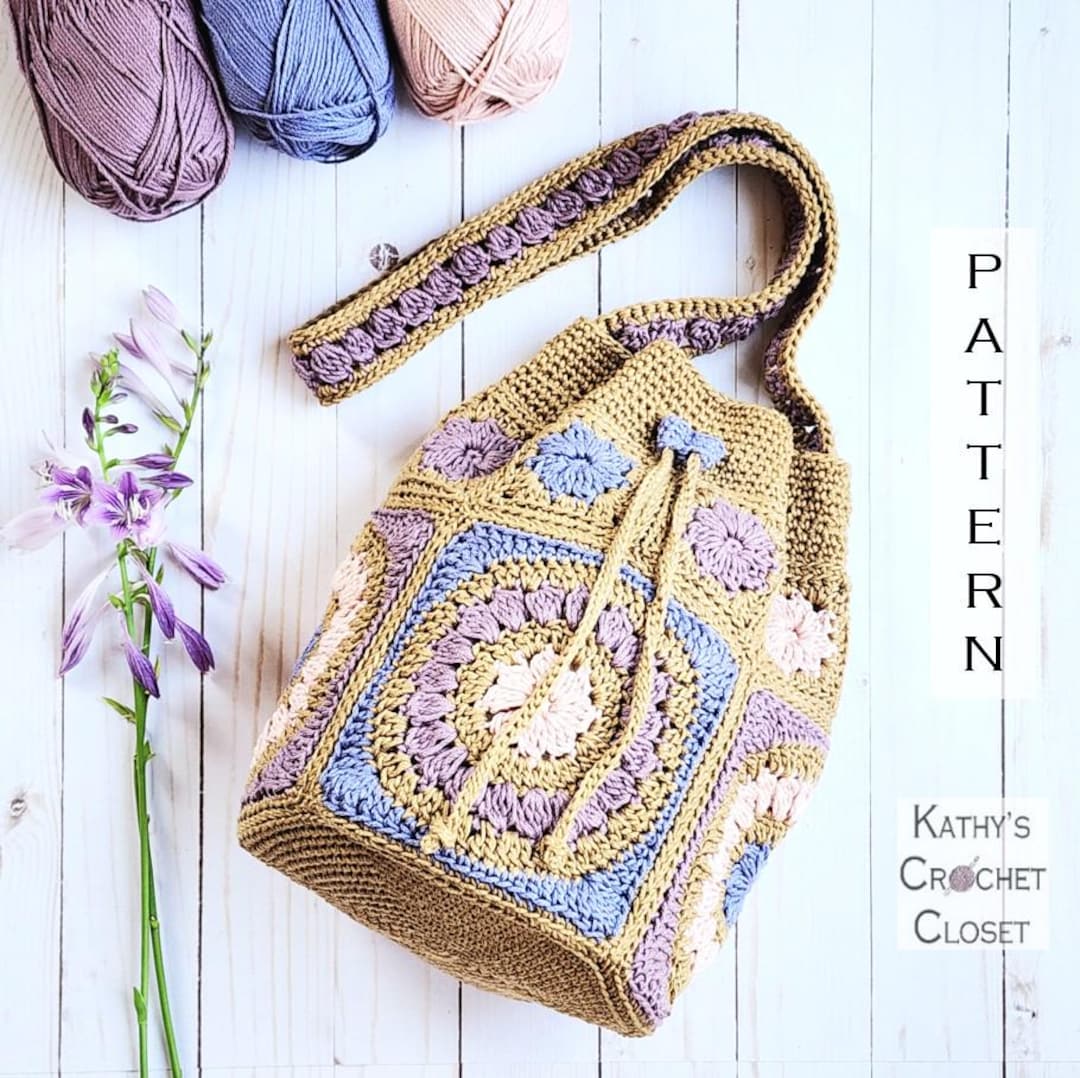 Petals Bucket Bag - Crochet Drawstring Bag PATTERN (PDF Download) - Etsy
