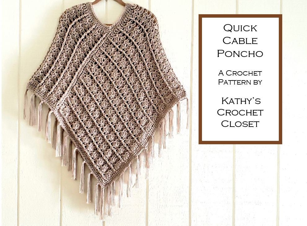 Crochet Poncho Pattern Quick Cable Poncho Womens Fall - Etsy UK