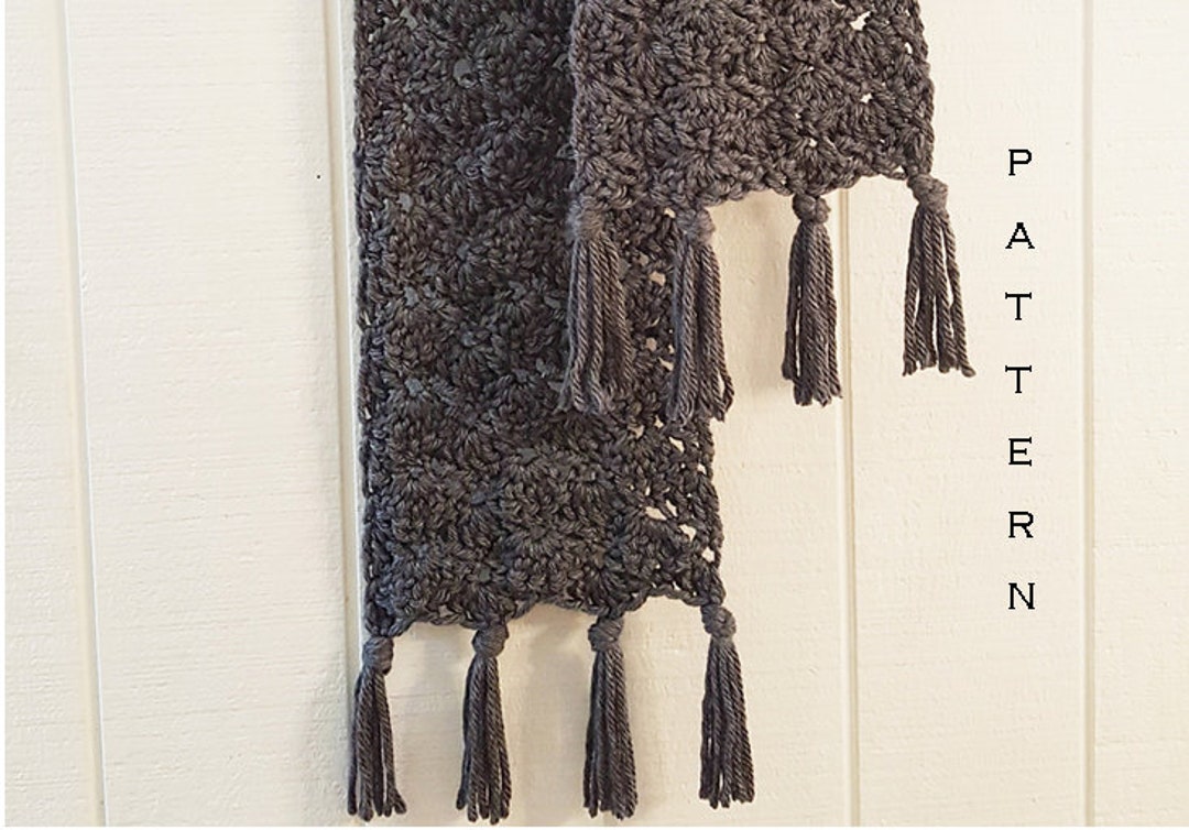 Crochet Scarf Pattern Wavy Shells Super Scarf Chunky Scarf - Etsy