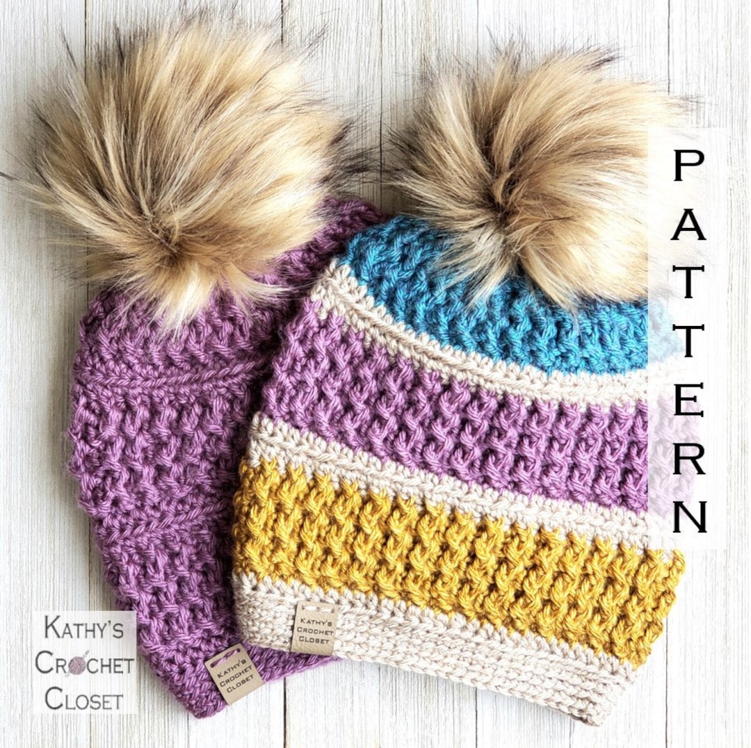 Crochet Hat PATTERN - Crooked Post Beanie - Crochet Beanie Pattern ...