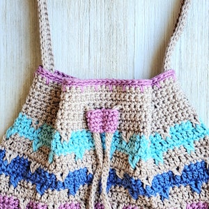 Day Trip Drawstring Bag - Crochet Striped Purse PATTERN (PDF Download ...