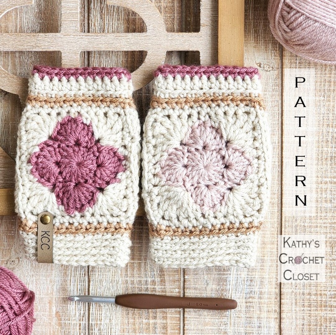 Quatrefoil Mitts - Crochet Granny Square Texting Gloves PATTERN (PDF ...