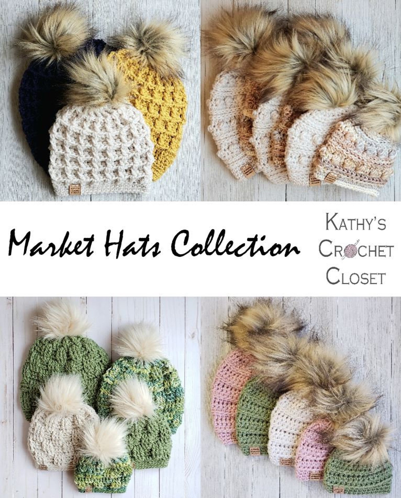 Crochet Pattern Bundle Market Hats Collection Market | Etsy