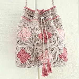 Crochet Bag PATTERN - Quatrefoil Drawstring Bag - Drawstring Bag ...