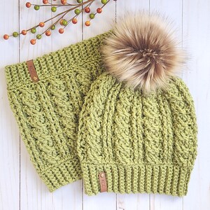 Crochet Pattern Bundle - Karen Cable Collection - Cable Beanie Pattern - Cable Crochet Mitts ...