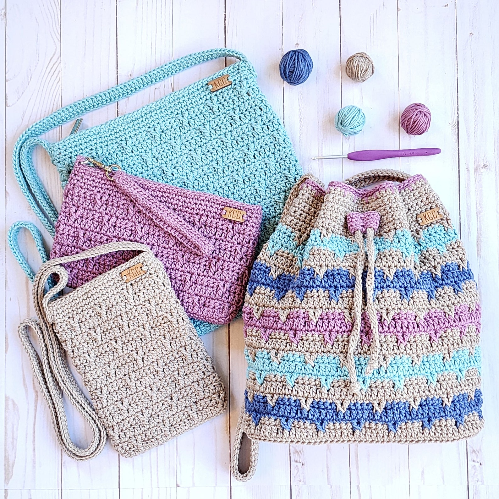 Day Trip Drawstring Bag - Crochet Striped Purse PATTERN (PDF Download ...