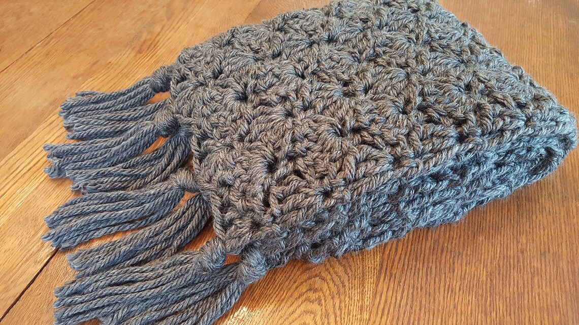 Crochet Scarf Pattern Wavy Shells Super Scarf Chunky Scarf - Etsy