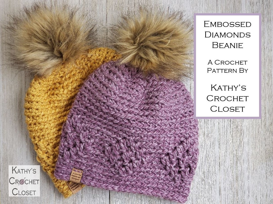 Crochet Hat PATTERN Embossed Diamonds Beanie Chunky - Etsy