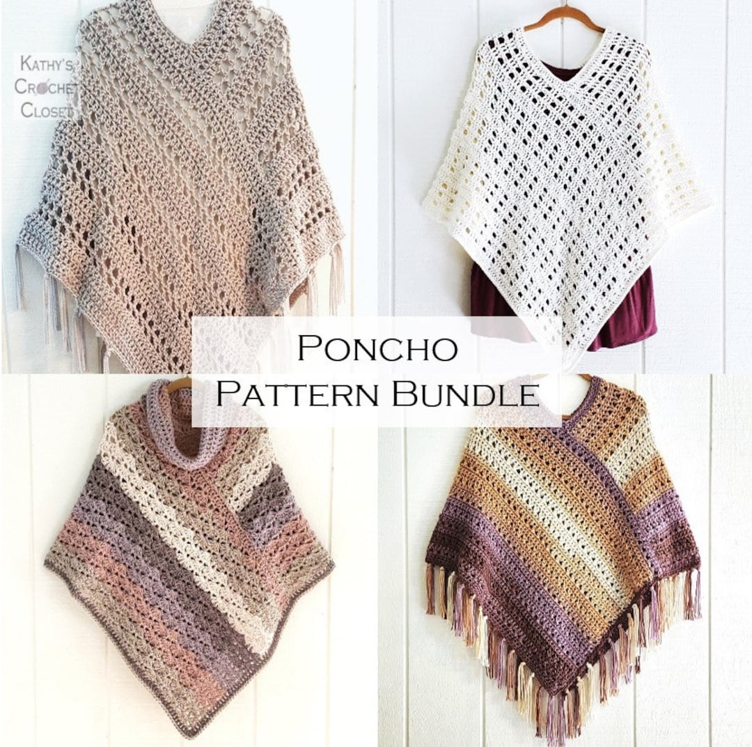 Crochet Poncho PATTERN Bundle: 5 Poncho Designs (PDF Download) - Etsy