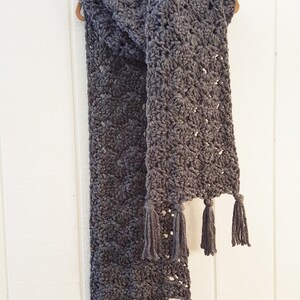 Crochet Scarf Pattern - Wavy Shells Super Scarf - Chunky Scarf Pattern ...