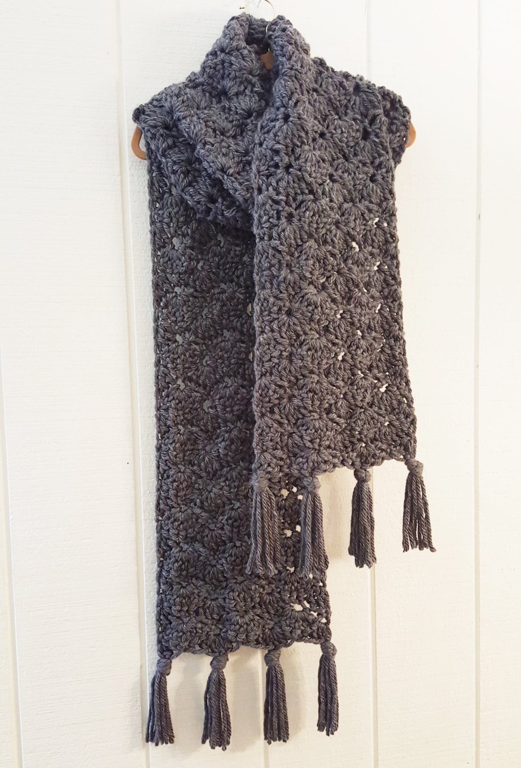 Crochet Scarf Pattern Wavy Shells Super Scarf Chunky Scarf - Etsy