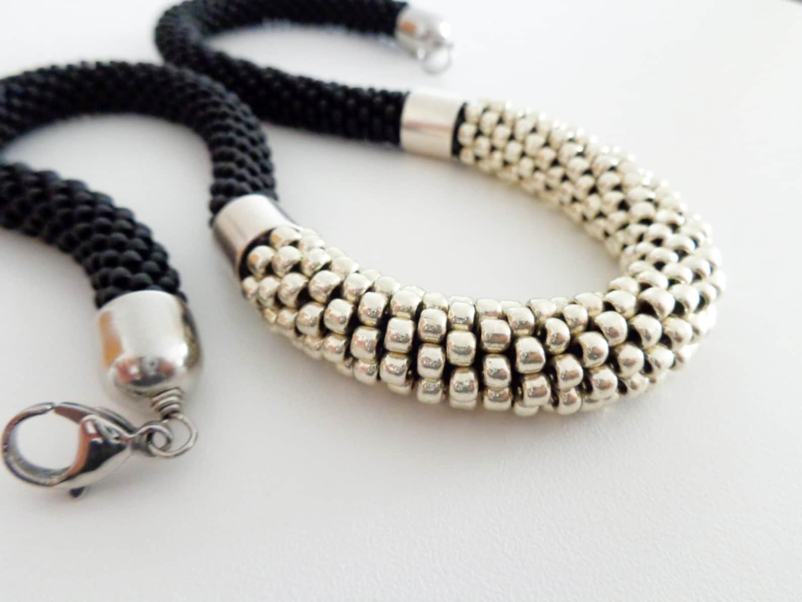 Black Rope Necklace // Crochet Necklace // Aluminum Necklace | Etsy