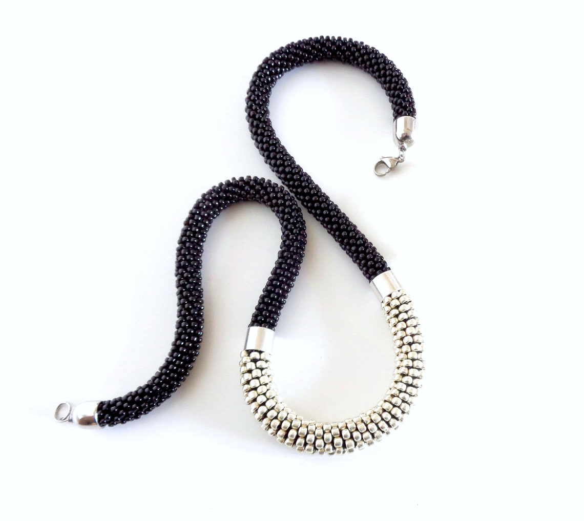 Black Rope Necklace // Crochet Necklace // Aluminum Necklace | Etsy