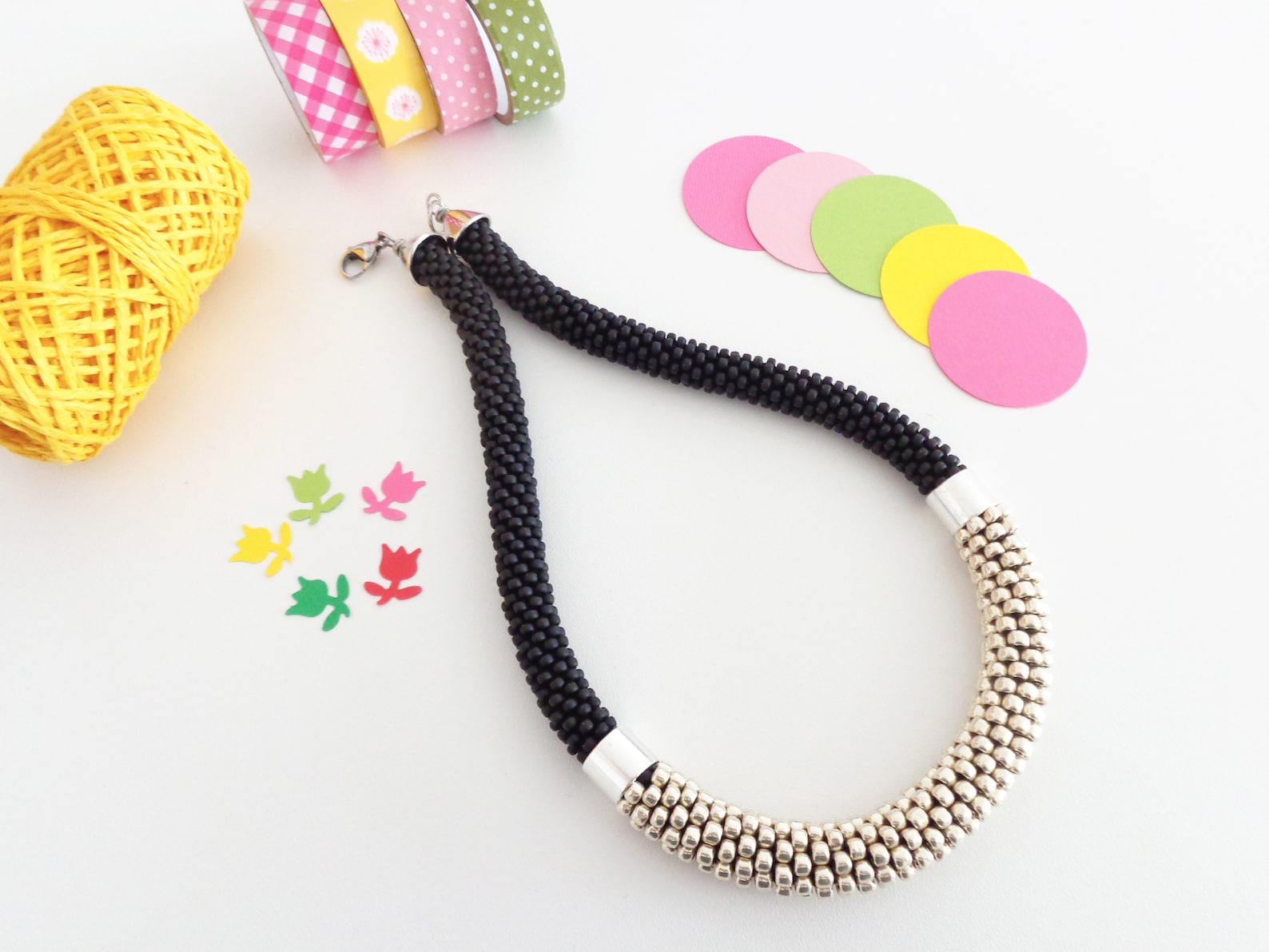 Black Rope Necklace // Crochet Necklace // Aluminum Necklace | Etsy