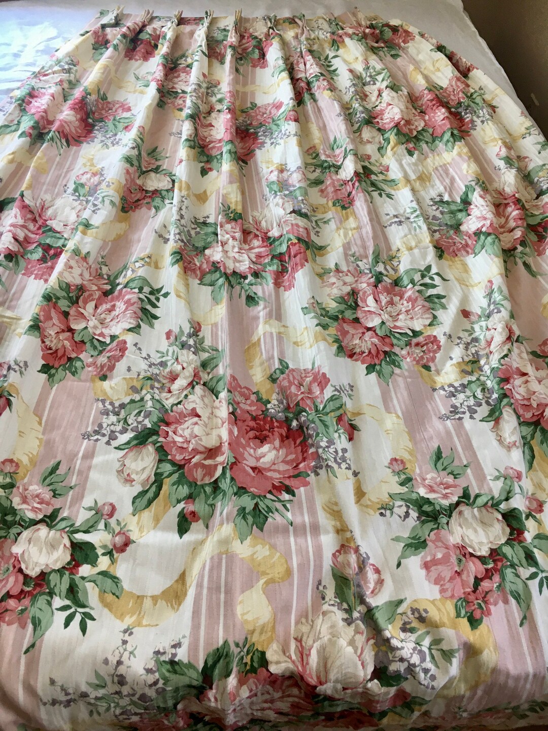 Drapes Peony Flower Bouquets Vintage Drapes Pink Western Textiles - Etsy