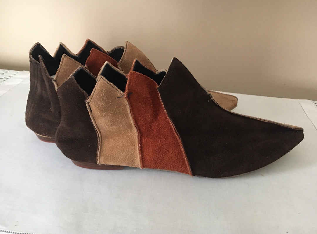 Vintage Mod Suede Tri Colour Pixie Boots Ankle Boots Slippers - Etsy